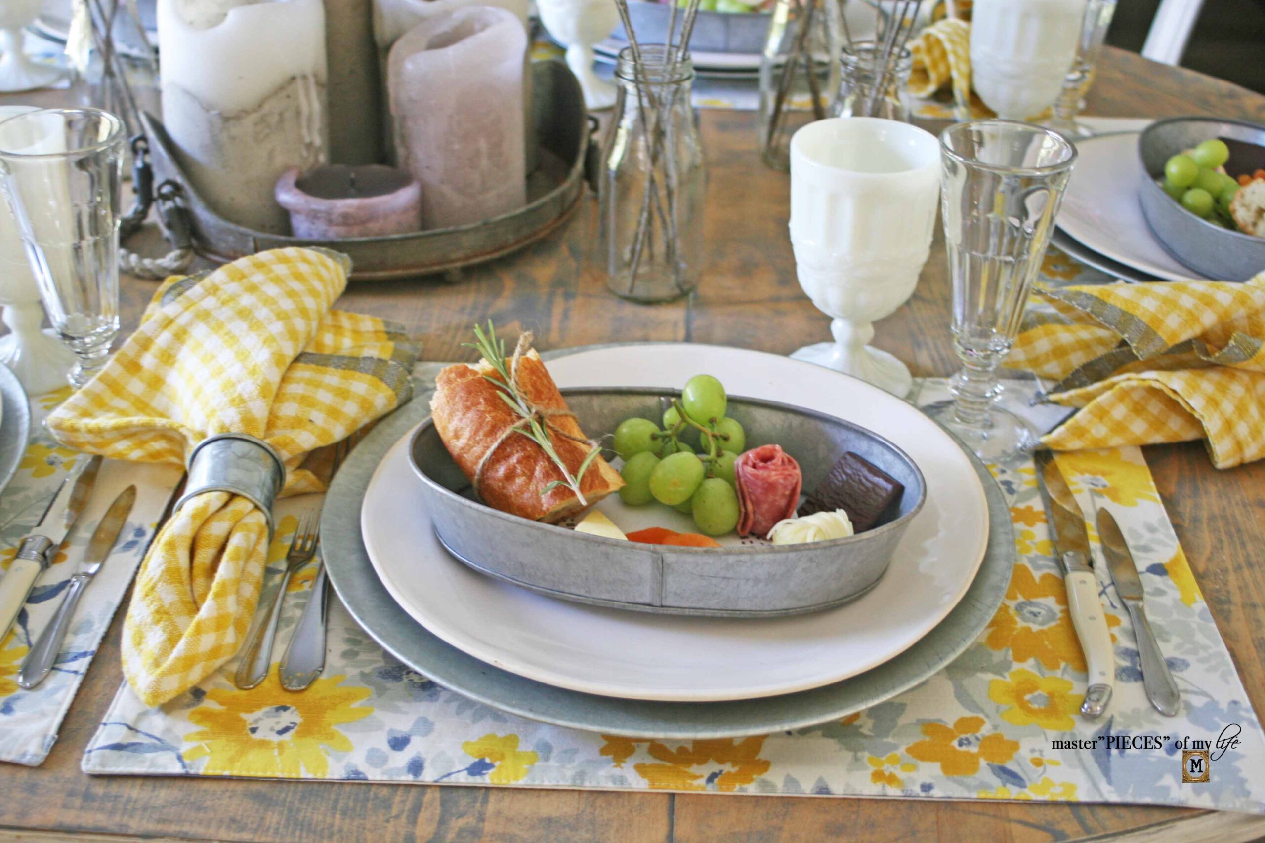 yellow and gray tablescape - Master"Pieces" of my Life