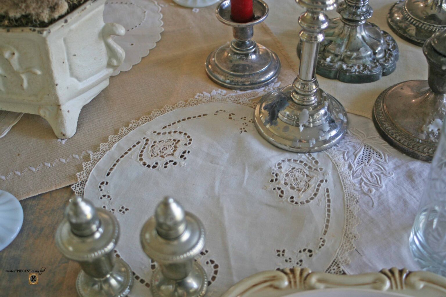 thrifted goodies - using vintage linen pieces to make a table runner ...