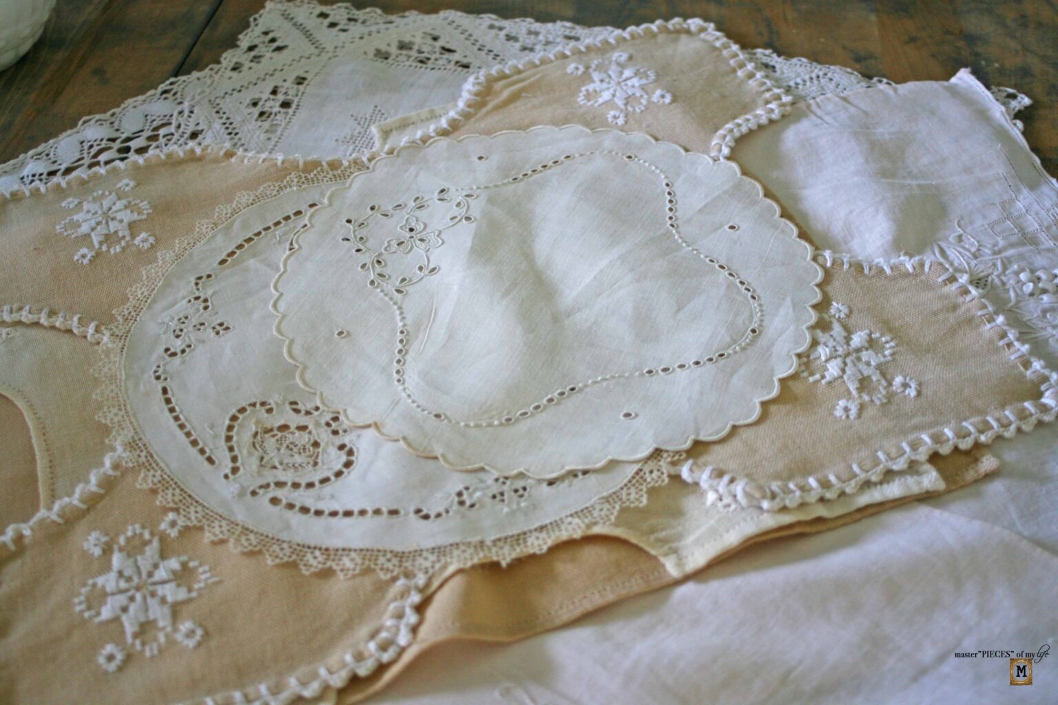 thrifted goodies - using vintage linen pieces to make a table runner ...