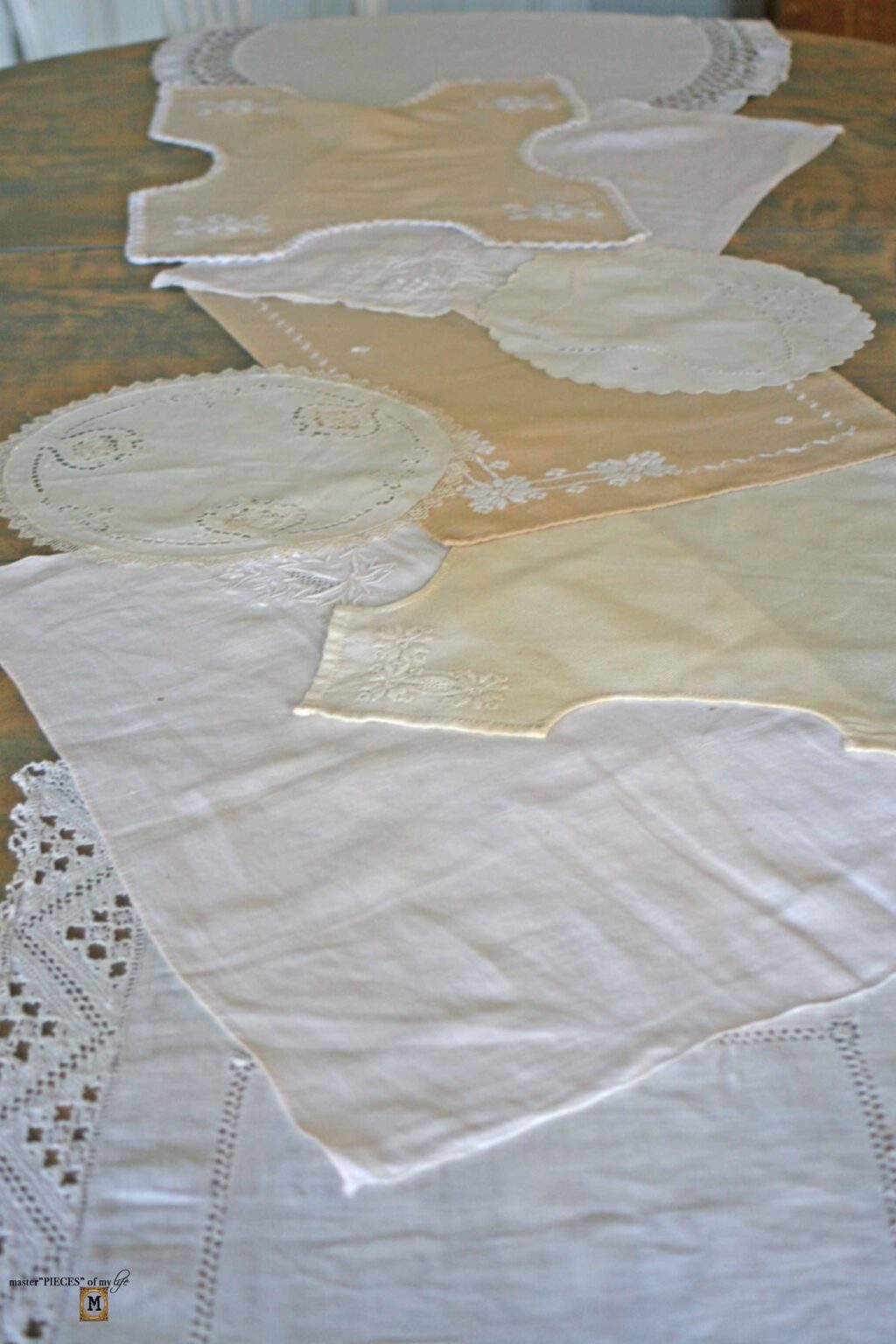 thrifted goodies - using vintage linen pieces to make a table runner ...