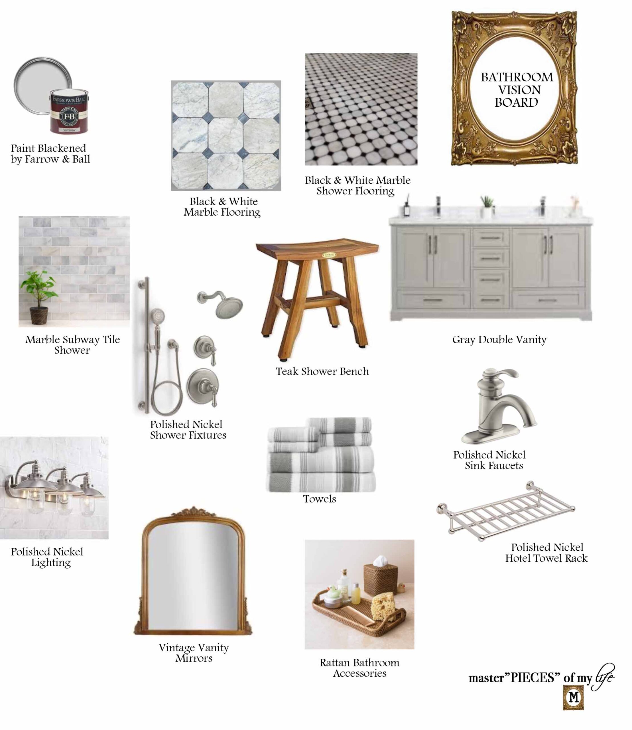 classic timeless bathroom design vision board - Master"Pieces" of my Life