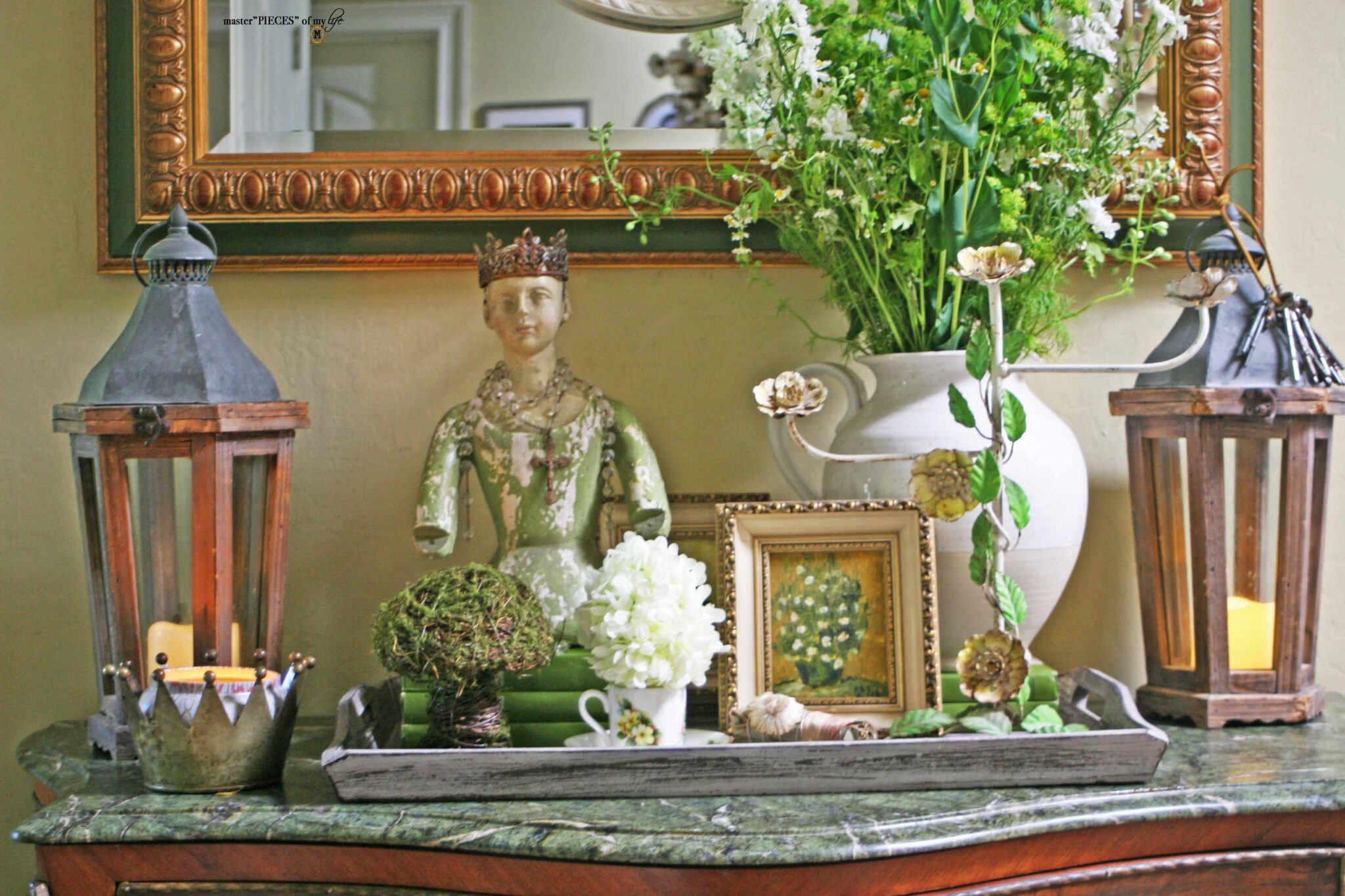 a new foyer styling with spring decor - Master"Pieces" of my Life