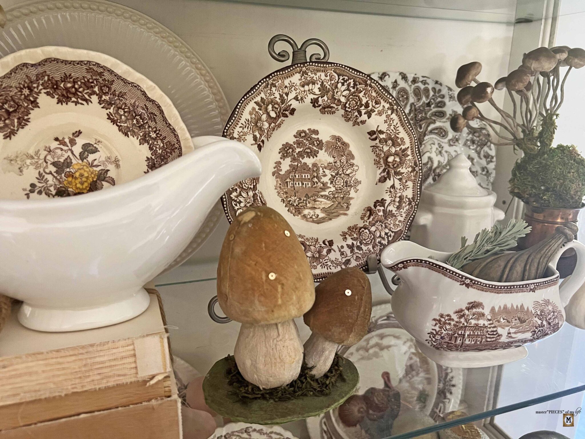 Thrifted Goodies - Using Vintage Brown Transfer ware for Fall Decor ...