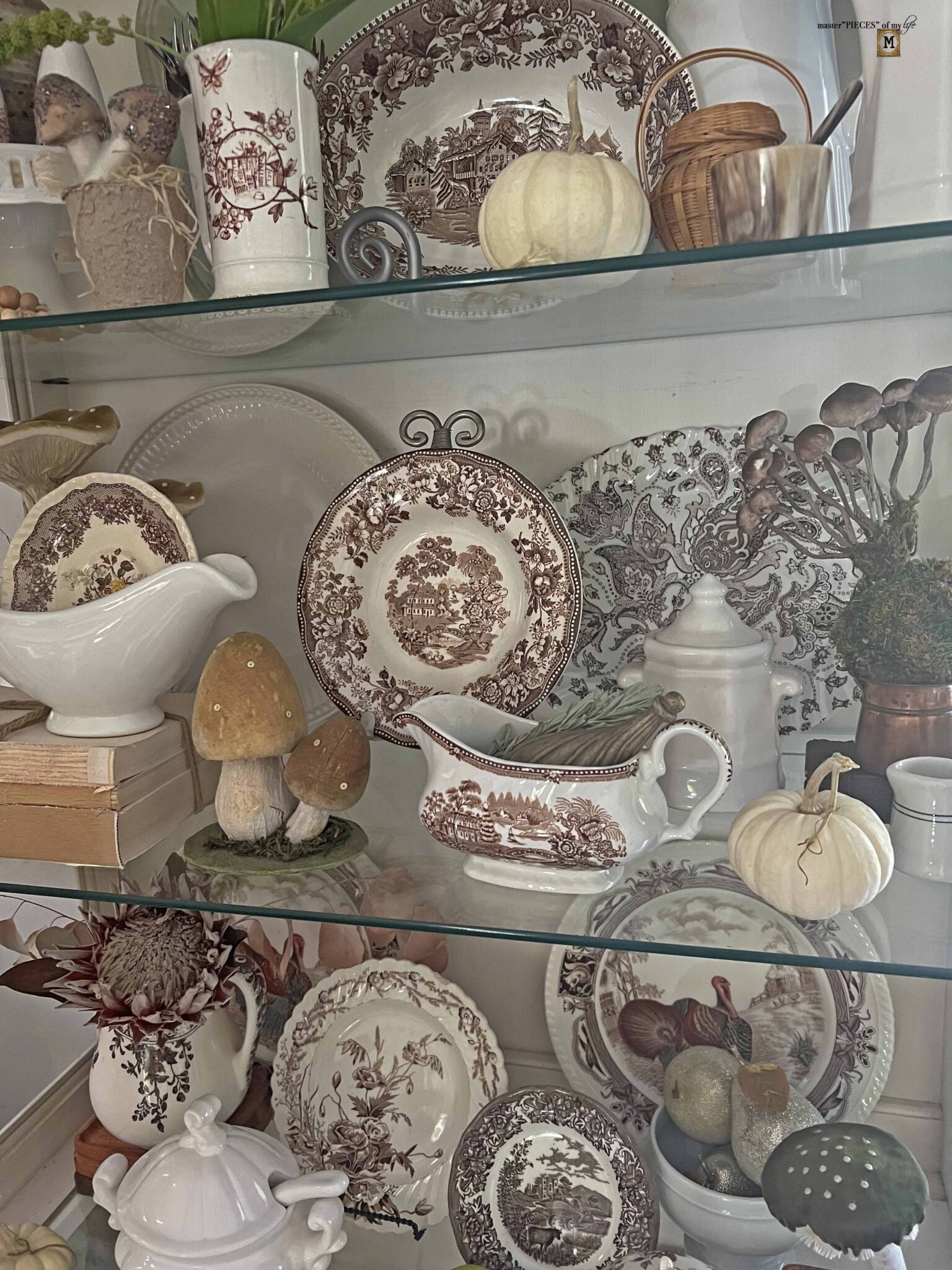 Thrifted Goodies - Using Vintage Brown Transfer ware for Fall Decor ...