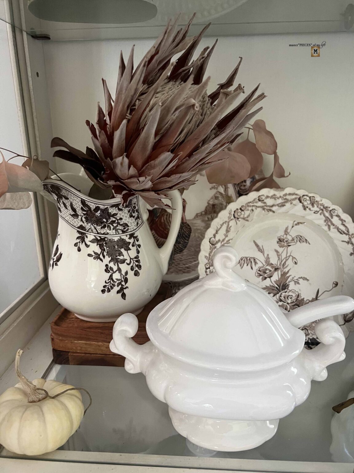 Thrifted Goodies - Using Vintage Brown Transfer ware for Fall Decor ...