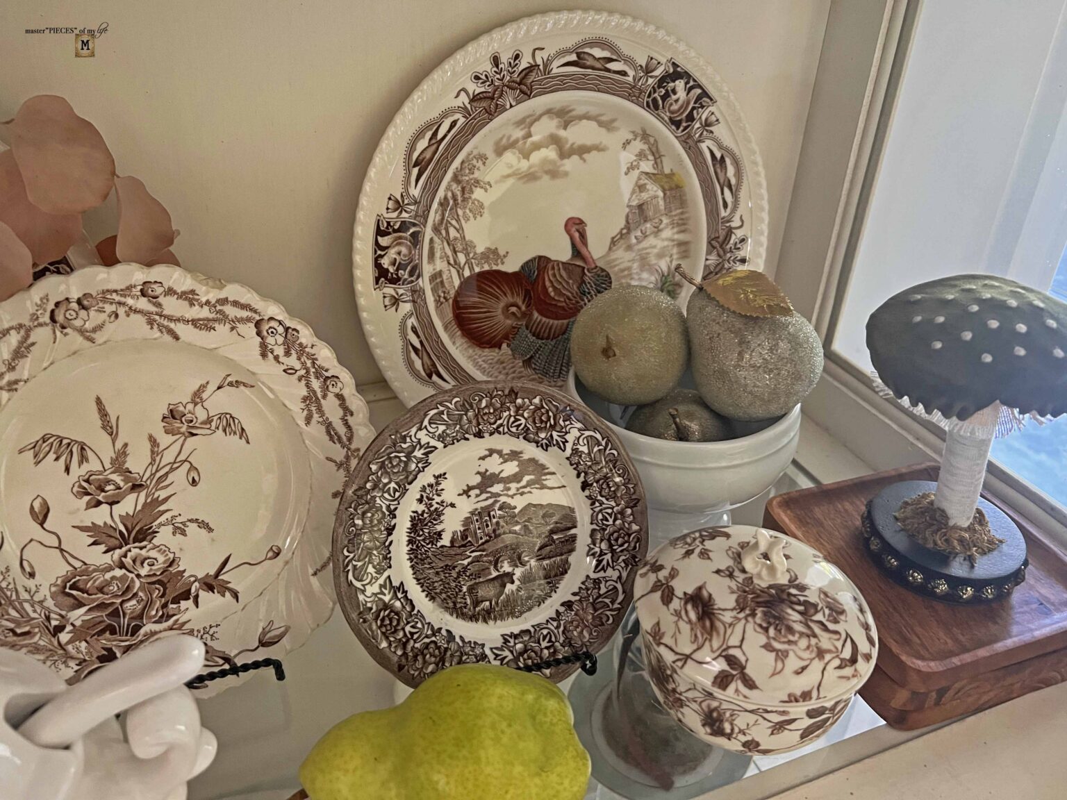 Thrifted Goodies - Using Vintage Brown Transfer ware for Fall Decor ...