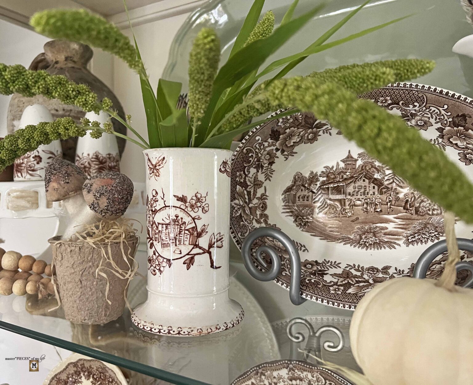 Thrifted Goodies - Using Vintage Brown Transfer ware for Fall Decor ...