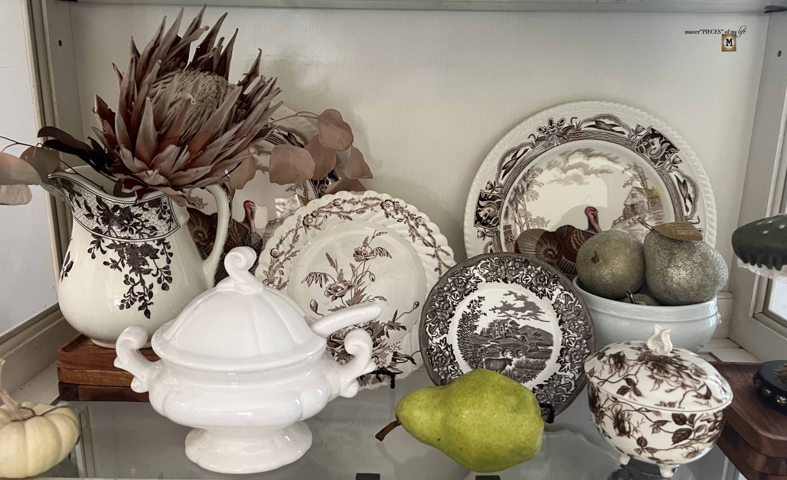 Thrifted Goodies - Using Vintage Brown Transfer ware for Fall Decor ...