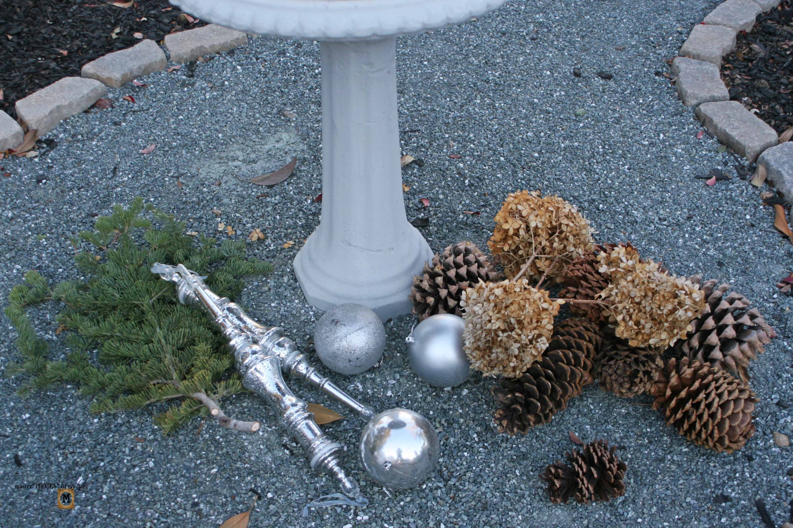 How to Decorate a Christmas Birdbath - Master"Pieces" of my Life