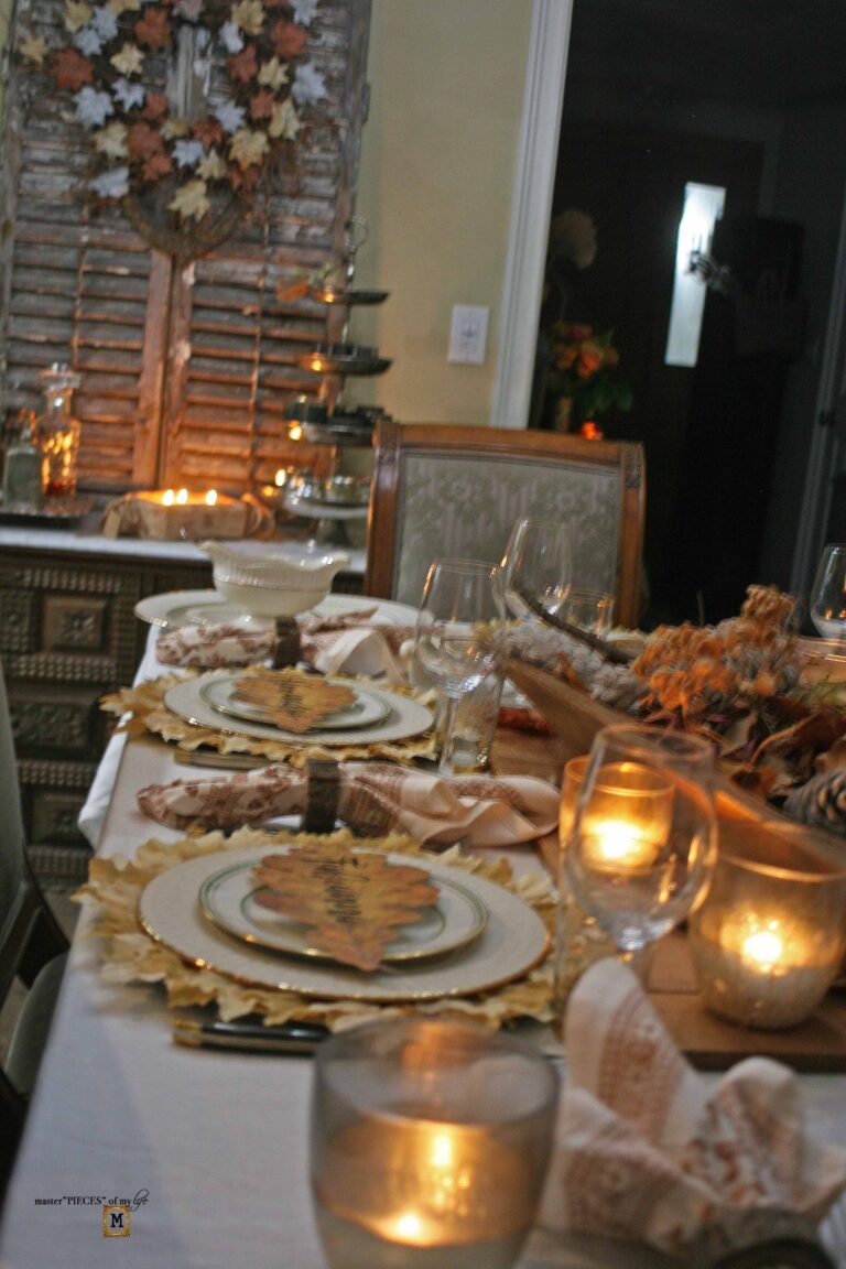 a leaf inspired table design with DIY leafy chargers - Master"Pieces ...