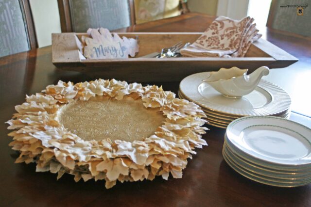 a leaf inspired table design with DIY leafy chargers - Master"Pieces ...