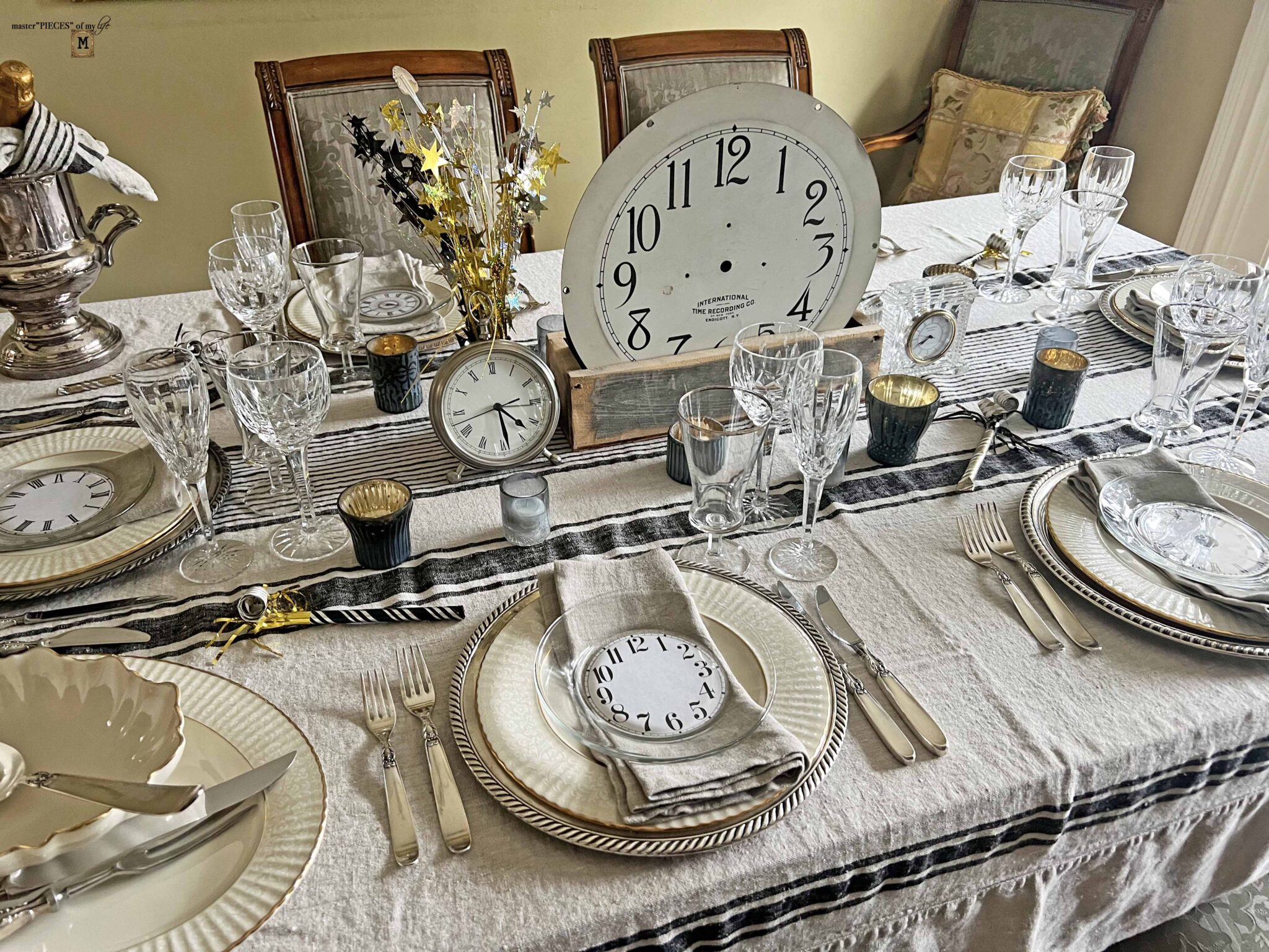 a timely New Year's Eve table with DIY clock plates - Master"Pieces" of ...