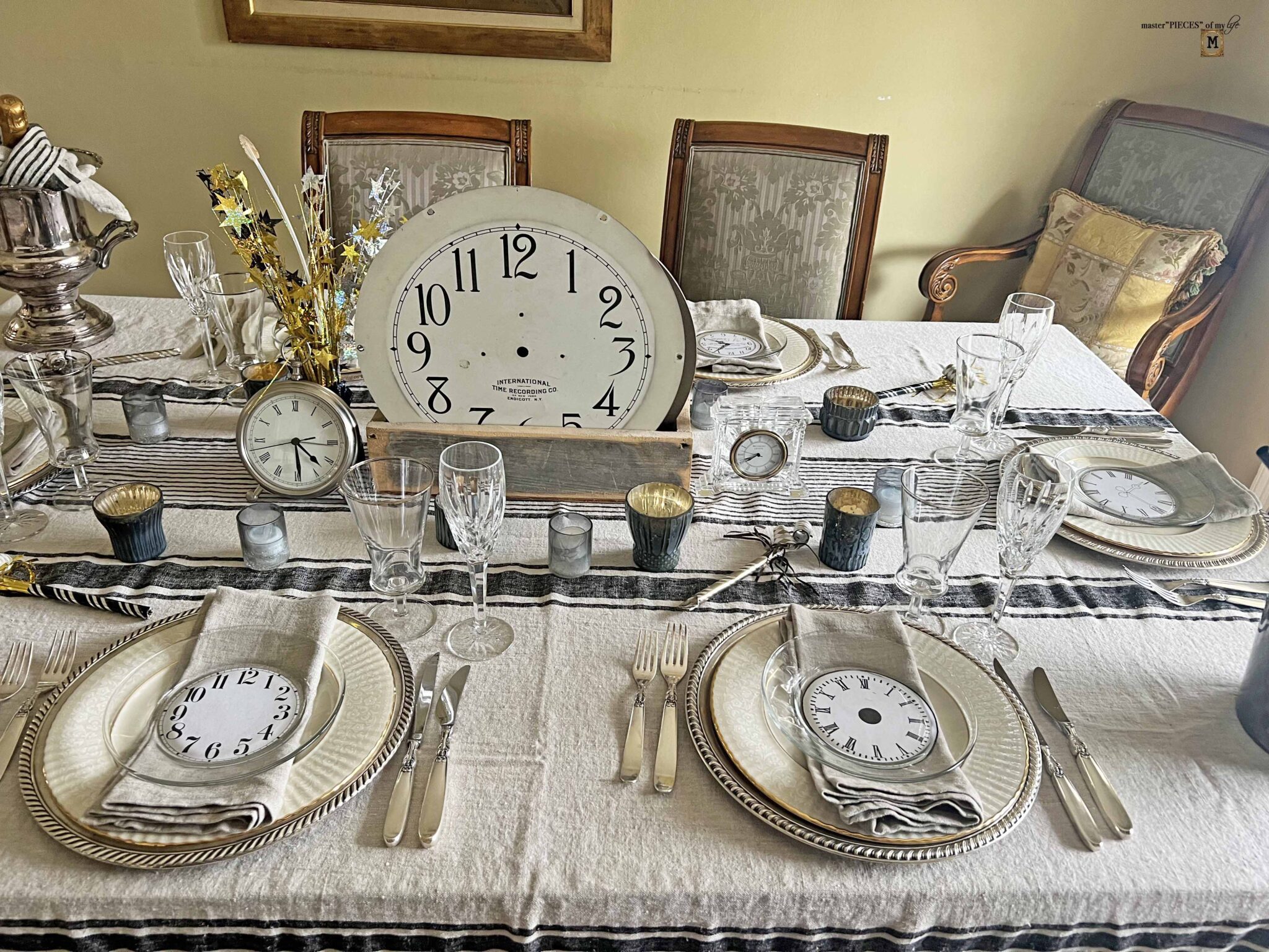 a timely New Year's Eve table with DIY clock plates - Master"Pieces" of ...