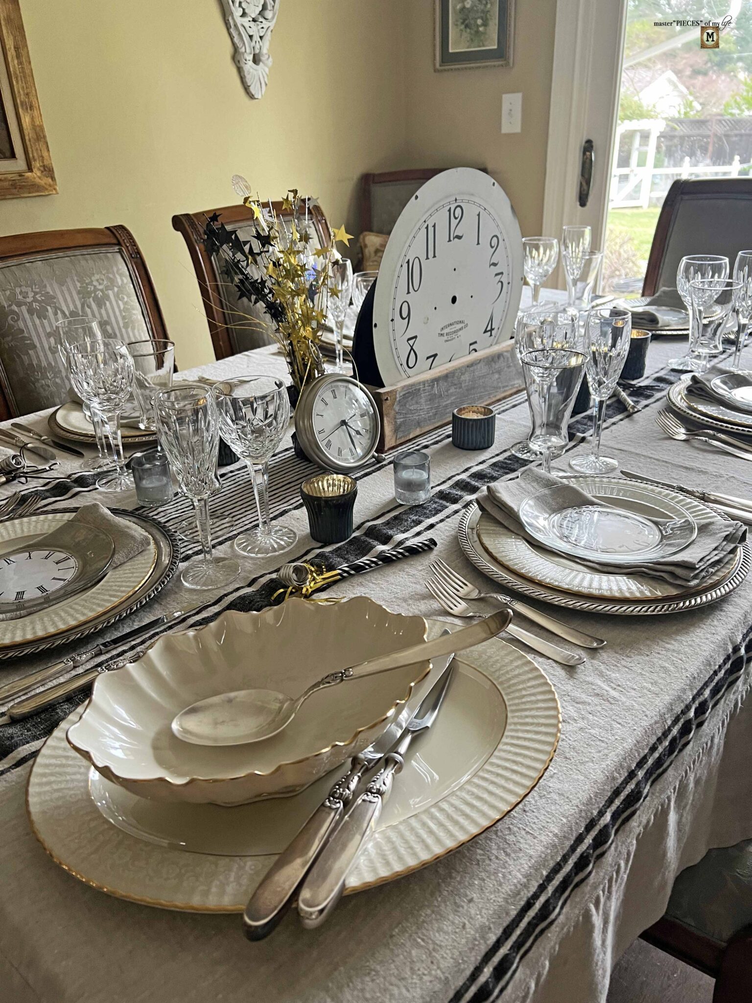 a timely New Year's Eve table with DIY clock plates - Master"Pieces" of ...