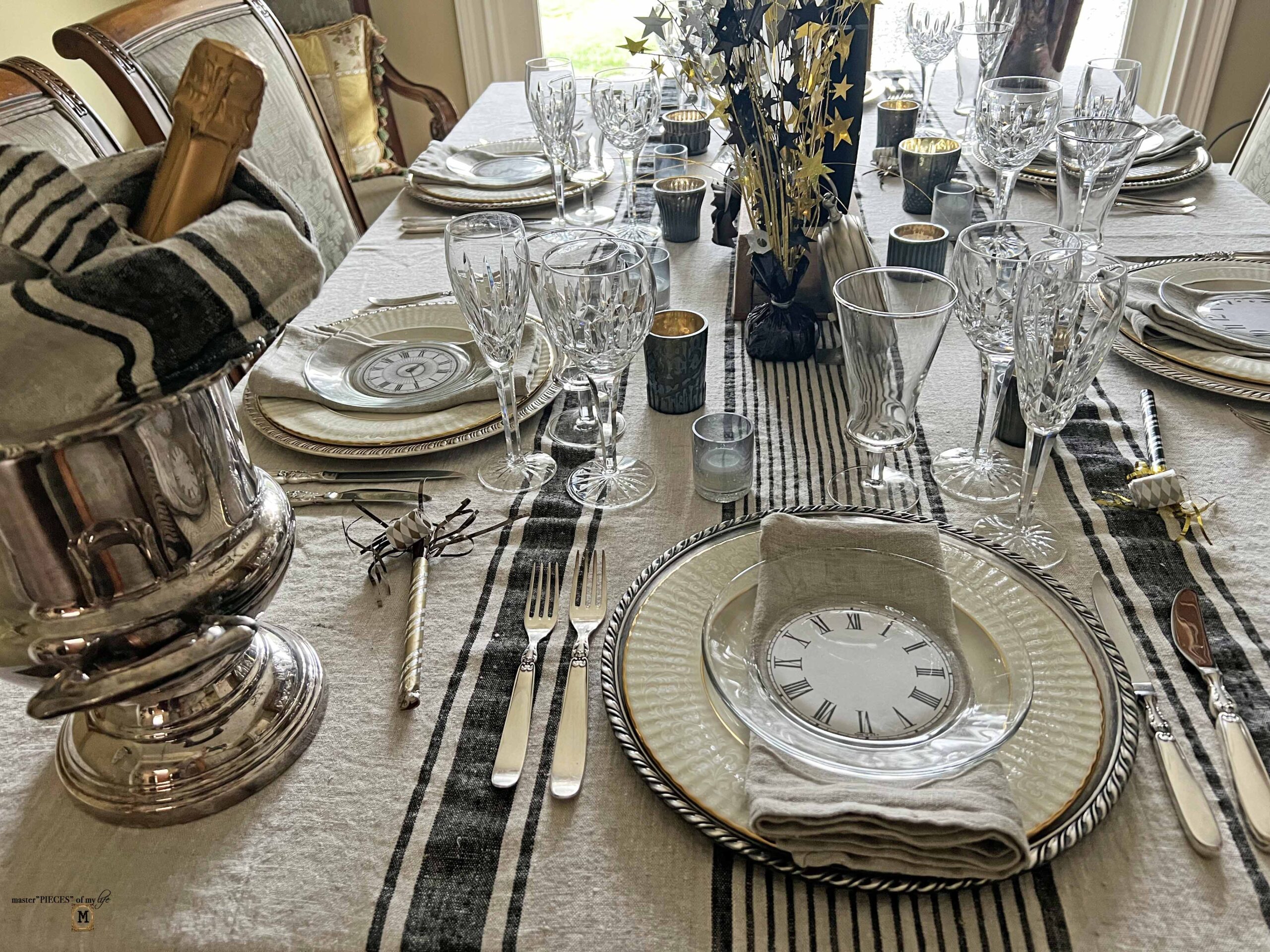 a timely New Year's Eve table with DIY clock plates - Master"Pieces" of ...